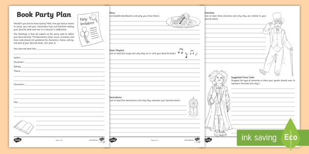 Read Across America: Book Party Plan Activity Sheet - Read