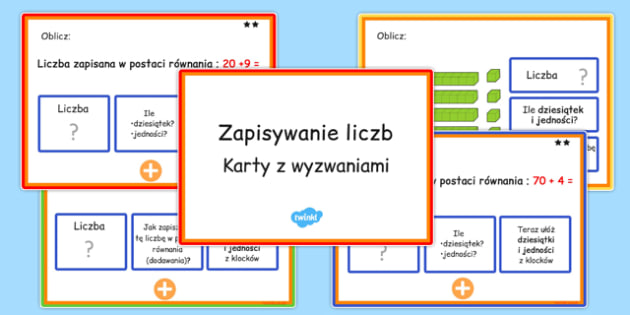 Karty z wyzwaniami Zapisywanie liczb po polsku - matematyka
