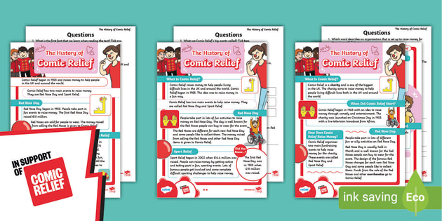 FREE! - The History of Comic Relief Differentiated Reading Comprehension