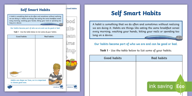 Self Smart Habits - Mental Health Week School Activities