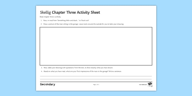 Skellig Chapter 3 Text Analysis Worksheet (teacher made)