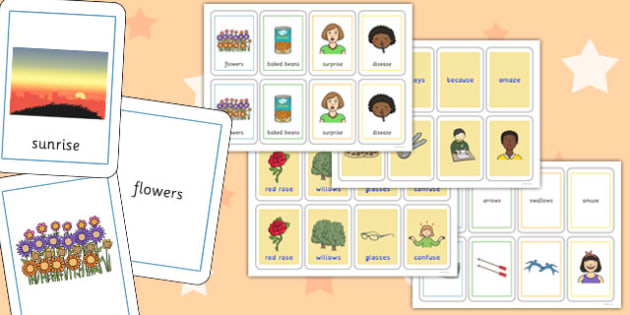 Two Syllable Final 'Z' Sound Playing Cards