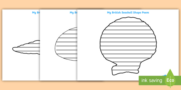 British Seashell Shape Poetry Templates - Shell Templates