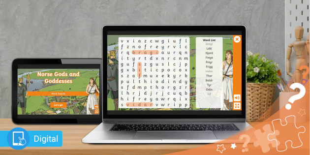 Norse Gods and Goddesses Word Search Interactive Puzzle Game