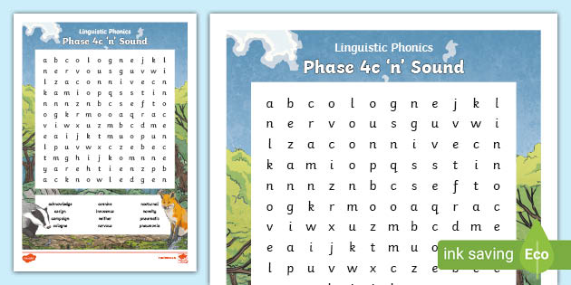 Linguistic Phonics Phase 4c 'n' Sound Word Search