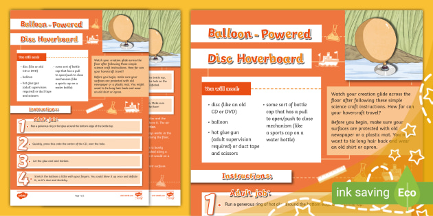 Balloon-Powered Disc Hovercraft (teacher made)