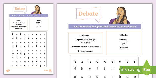 Debate Wordsearch (teacher made)