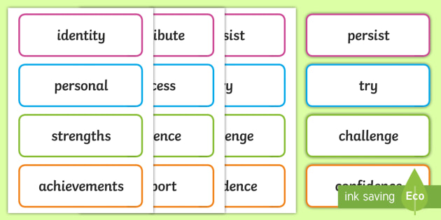 I Am . . . Word Cards (teacher made)