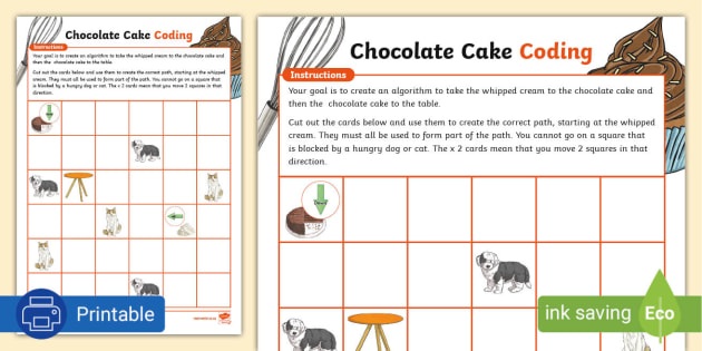 Programming Practise Worksheet | Chocolate Cake Coding