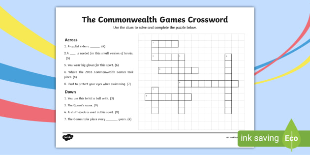 The Commonwealth Games Crossword (teacher made)