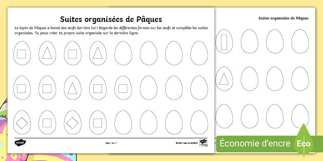 Suites organisées de Pâques avec des figures planes