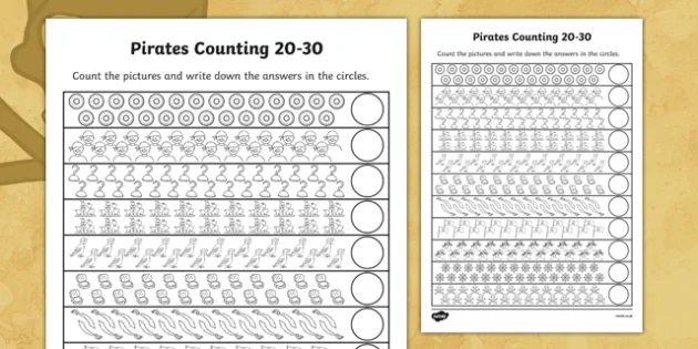 Pirate Themed Counting in 6s Maze Worksheet - pirates, count