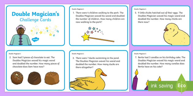 Doubles Magician's Challenge Cards - EYFS Number ELG