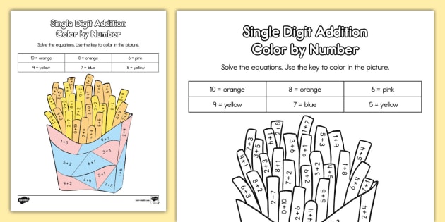 Two Digit Addition Coloring Worksheets Free Addition Adding Three