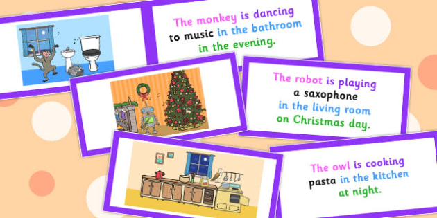 Description Cards Unusual Sentence Who What Doing What Where When