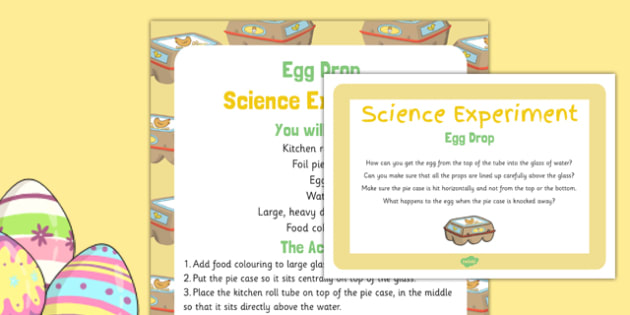 Egg Drop Science Experiment and Prompt Card Pack - Easter Eggs, drop ...