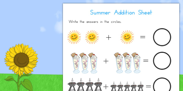 Summer Addition Sheet (teacher made)