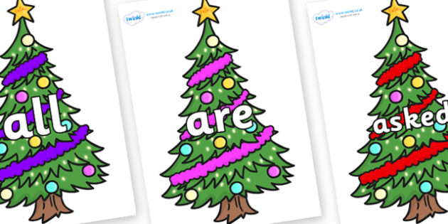 Tricky Words on Christmas Trees (Decorated) (teacher made)