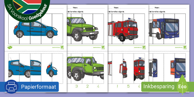 Vervoer: Legkaartstroke Aktiwiteit (teacher made)