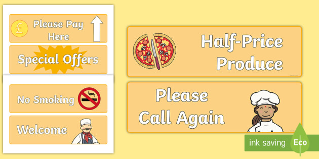 The Bakery Aistear Role-Play Signs