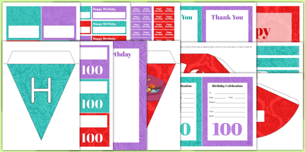 100th Birthday Party Pack (teacher made)