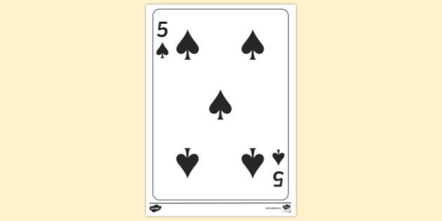 Playing Card 5 Colouring Sheet | Colouring Sheets