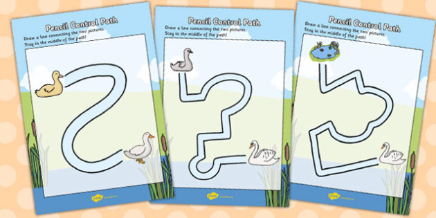 Ugly Duckling Pencil Control Path Worksheets (teacher made)