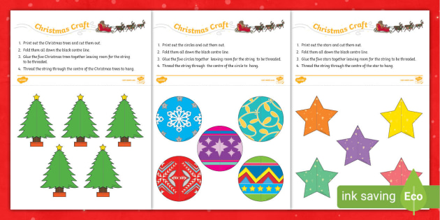 Christmas Tree Decorations Templates | Craft Activity