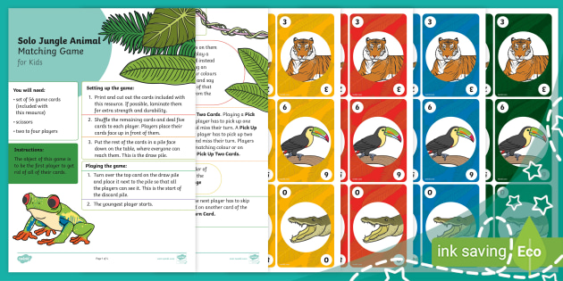 Solo Jungle Animal Matching Game for Kids (teacher made)