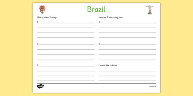 Brazil Write Up Worksheet (teacher made)