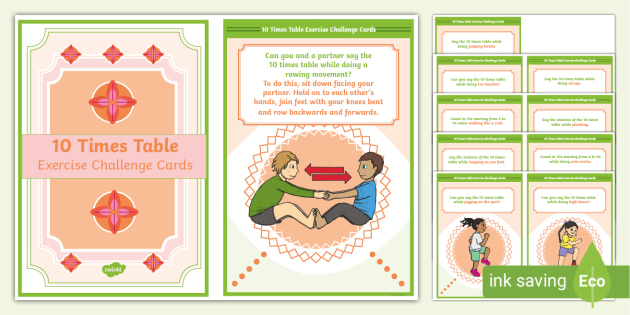 10 Times Table Exercise Challenge Cards (teacher made)