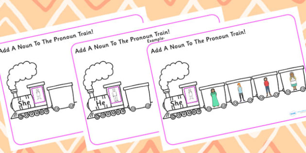 Add A Noun To The Pronoun Train (teacher made)