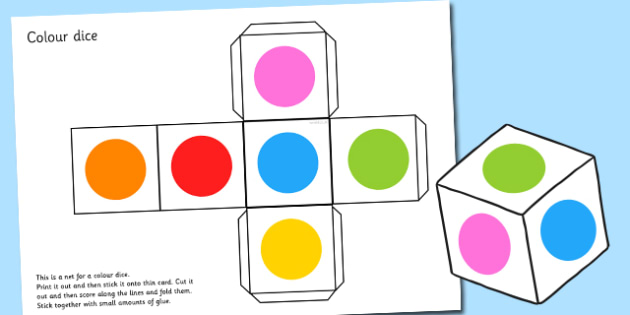 FREE! - Color Dice Net - color, dice, net, shapes, math, visual aids