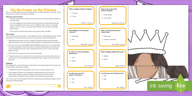 Pin the Crown on the Princess Party Game