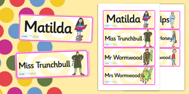 Word Cards to Support Teaching on Matilda