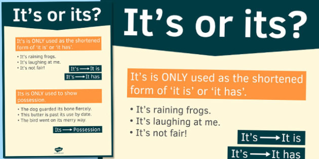 It's or Its Poster - it's, its, poster, display, apostrophe