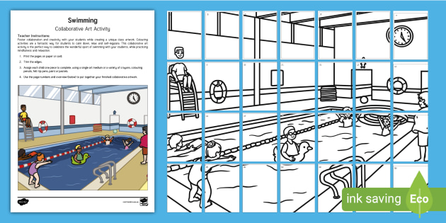 Swimming Collaborative Art Activity (teacher made)