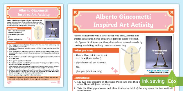 Alberto Giacometti Inspired Art Activity (teacher made)