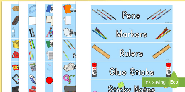 Class Supply Storage Tray Labels - labels, tray labels, sticky labels