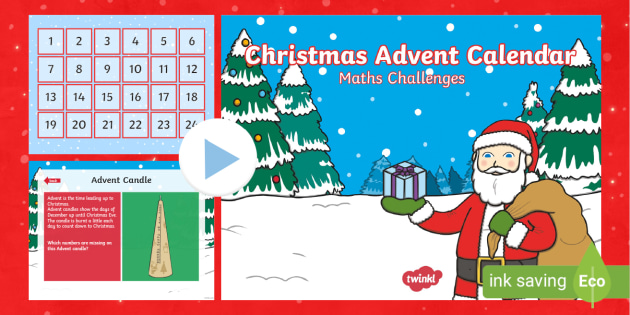 EYFS Christmas Maths Challenges Advent Calendar PowerPoint