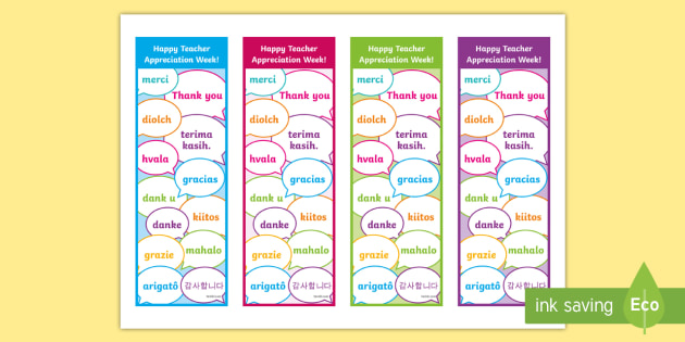 Teacher Appreciation Week Thank You Bookmarks - Teacher