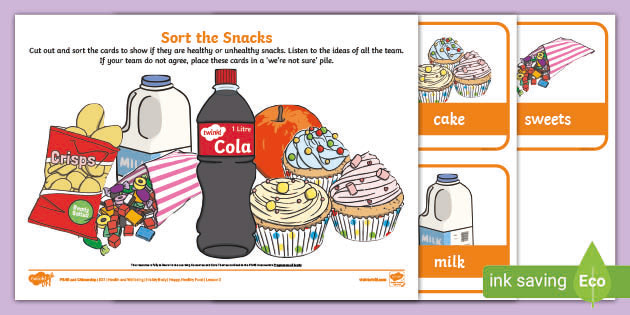 Health Education Snack Sorting Healthy Eating Activity Cards