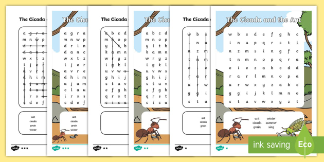 The Cicada and the Ant Differentiated Word Search