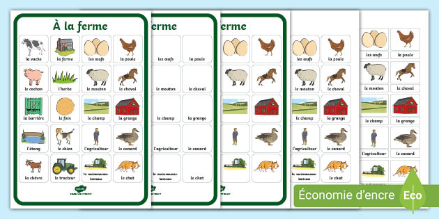 Cartes pour jeu de paires : à la ferme (teacher made)