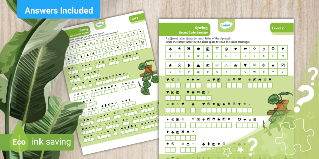 Spring Secret Code Breaker - L2 - Twinkl - Kids Puzzles