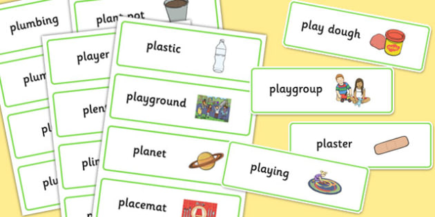Two Syllable PL Sound Word Cards (teacher made)