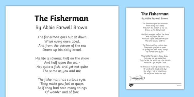 The Fisherman by Abbie Farwell Brown Poem Print-Out