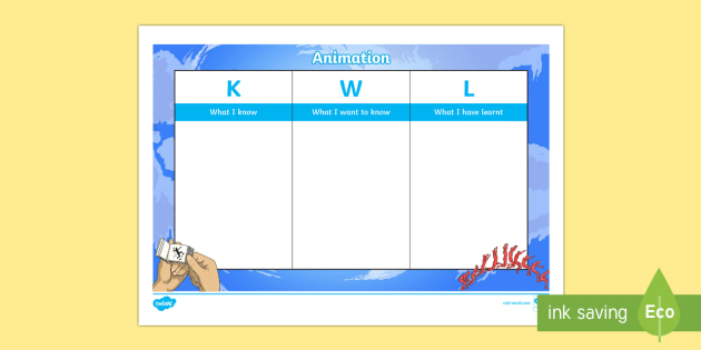 Animation KWL Grid Worksheet / Worksheet - CfE Digital Learning Week (15th
