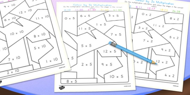 Colour by 2s, 5s, 10s Multiplication Pack (teacher made)