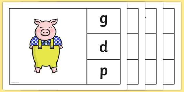 Initial Sounds Three Little Pigs Peg Matching Game